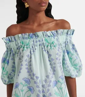 JULIET DUNN Printed Off-shoulder Mini Dress