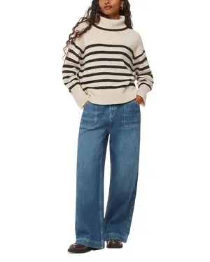 Whistles Wool Striped Turtleneck Sweater - Ivory/multi