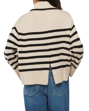 Whistles Wool Striped Turtleneck Sweater - Ivory/multi