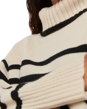 Whistles Wool Striped Turtleneck Sweater - Ivory/multi