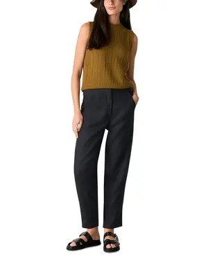 Whistles Linen Barrel Leg Trousers - Black