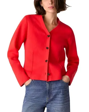 Whistles Seam Detail Cardigan - Red