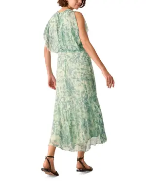 Whistles Dashed Brush Marks Midi Dress - Green Multi