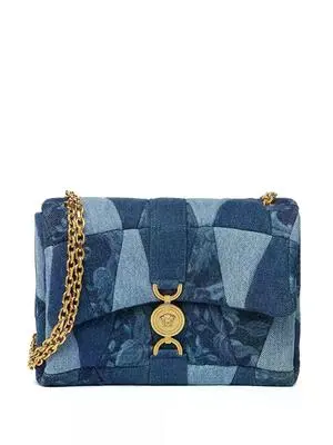 Versace Kleio Denim Quilted Shoulder Bag - Blue