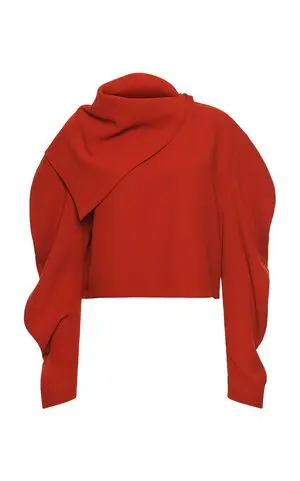 A.W.A.K.E. Mode Draped Crepe Top - Red