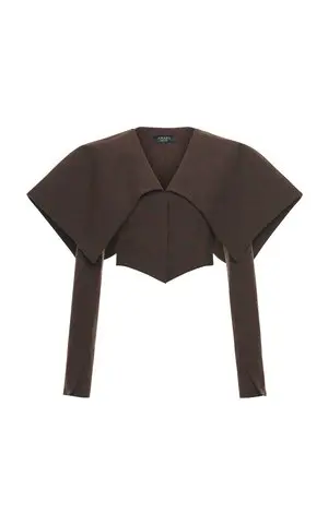 A.W.A.K.E. Mode Collared Cropped Blazer Brown
