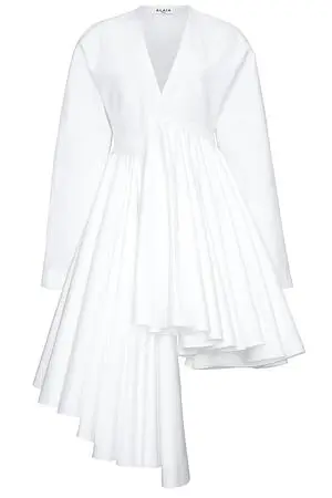 Alaïa Asymmetrical Pleated Hem Belt Dress - Blanc