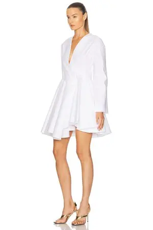 Alaïa Asymmetrical Pleated Hem Belt Dress - Blanc