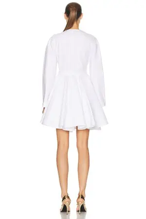 Alaïa Asymmetrical Pleated Hem Belt Dress - Blanc
