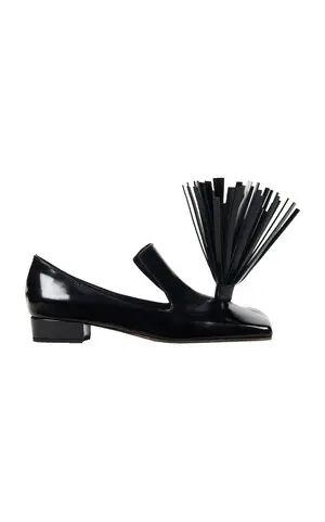 A.W.A.K.E. Mode Leather Square Toe Loafers With Fringe Detail