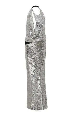 Ila Lone Cutout Sequined Maxi Halter Dress