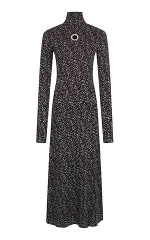 Rabanne Eyelet Detailed Patterned Midi Dress
