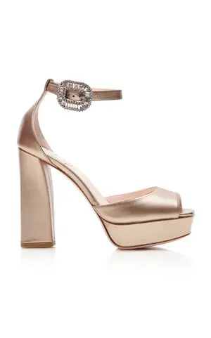 ROGER VIVIER Strass Buckle Platform Sandals - Neutral