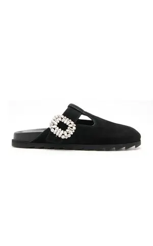 ROGER VIVIER Slidy Viv Suede Mules - Black
