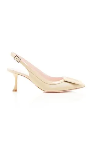 ROGER VIVIER Viv In The City Leather Slingback Pumps - Neutral
