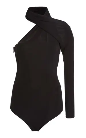 COURREGES Asymmetric Twisted Knit Bodysuit - Black