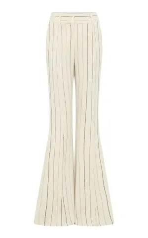 Gabriela Hearst Rhein Striped Wool-cashmere Flared Pants - Ivory