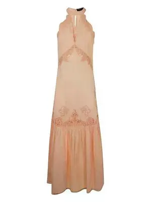 TWINSET Maxi Broderie-anglaise Halterneck Dress