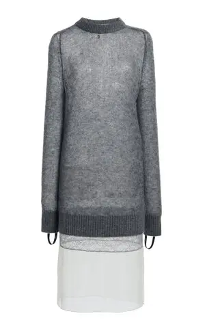 Coperni Layered Wool-blend Midi Dress - Grey