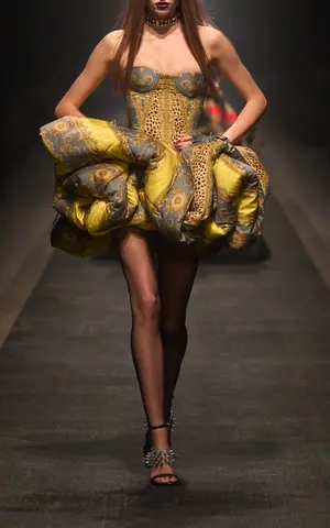 Versace Printed Cotton-satin Bustier Bodysuit - Yellow