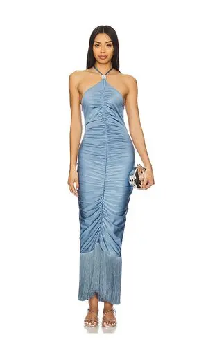 BAOBAB Halterneck Fringed Hem Dress - Blue