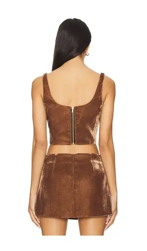 LESLIE AMON X Revolve Embroidered Velvet Cropped Top