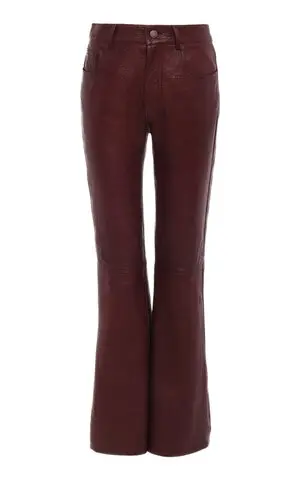Women's Brown Leather Flare Pants