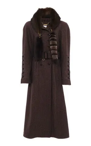 Chloé Wool Houndstooth Coat - Grey