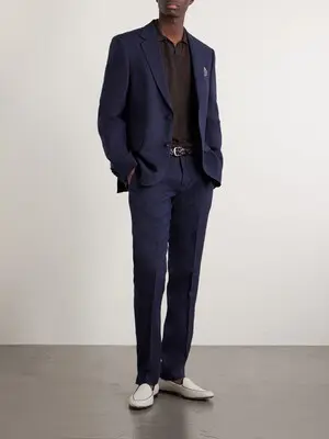 Mr P. Slim-fit Linen Suit Jacket - Blue