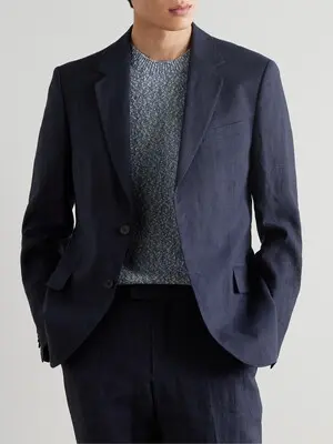 Mr P. Regular-fit Linen Suit Jacket - Blue
