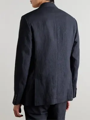 Mr P. Regular-fit Linen Suit Jacket - Blue