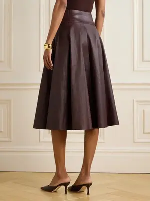 Stouls Queen Paneled Leather Midi Skirt