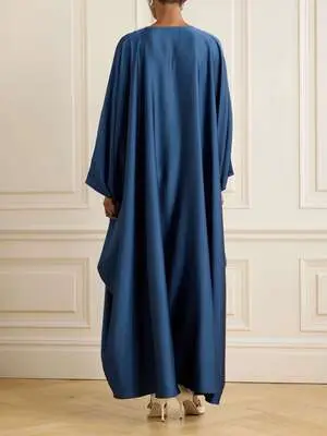 SHATHA ESSA Faux Pearl-embellished Embroidered Twill Gown