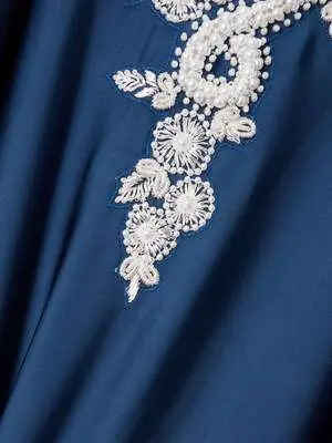SHATHA ESSA Faux Pearl-embellished Embroidered Twill Gown