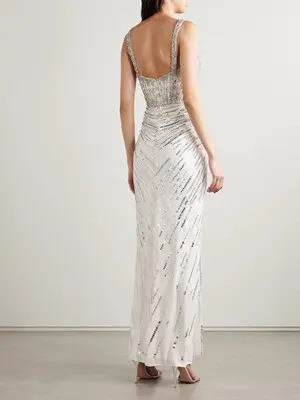 Jenny Packham Chrissy Draped Embellished Gown - Neutrals