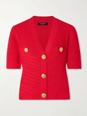 Balmain Cropped Knitted Cardigan