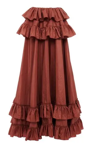 Chloé Ruffled Silk Taffeta Maxi Skirt - Pink