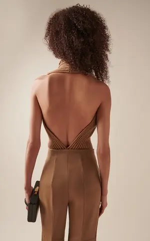 Victoria Beckham Draped Ribbed Knit Top