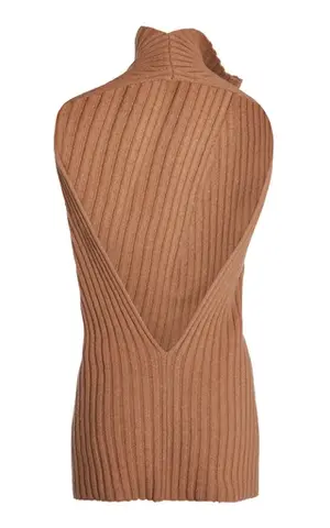 Victoria Beckham Draped Ribbed Knit Top
