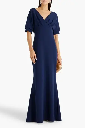 Badgley Mischka Draped Crepe Gown