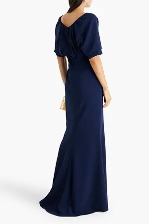 Badgley Mischka Draped Crepe Gown