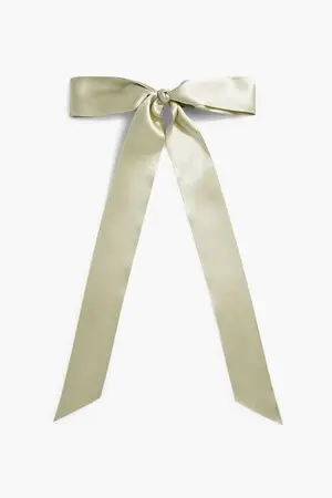 JENNIFER BEHR Darla Satin Bow Hair Clip - Sage Green