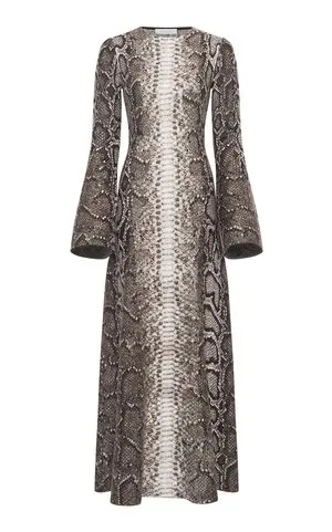 Gabriela Hearst Aalia Snake-Printed Maxi Dress Grey