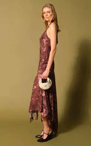 SIEDRES Corinas Asymmetric Devoré Chiffon Midi Dress