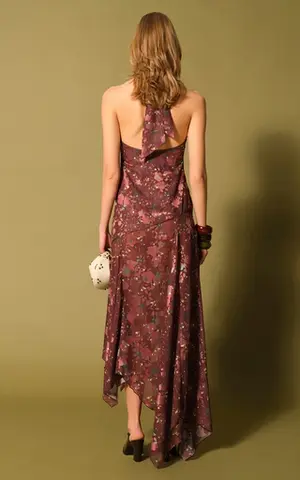 SIEDRES Corinas Asymmetric Devoré Chiffon Midi Dress