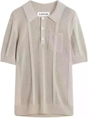 LANVIN Open-knit Polo Shirt - Neutrals