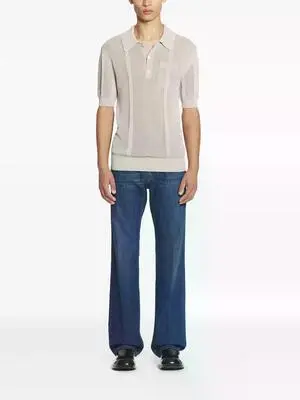 LANVIN Open-knit Polo Shirt - Neutrals