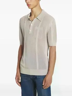 LANVIN Open-knit Polo Shirt - Neutrals