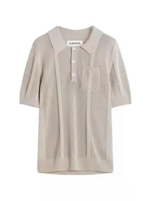 LANVIN Open-knit Polo Shirt - Neutrals