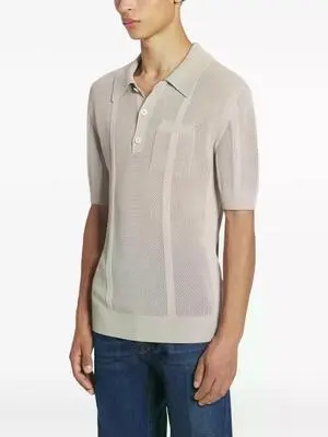 LANVIN Open-knit Polo Shirt - Neutrals